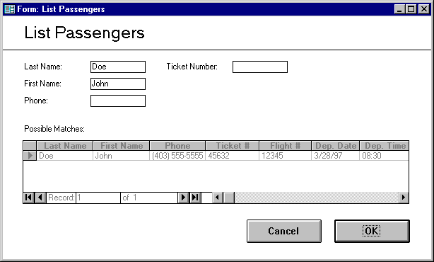 2. After pushing the List Passengers button, you can enter one or more ...